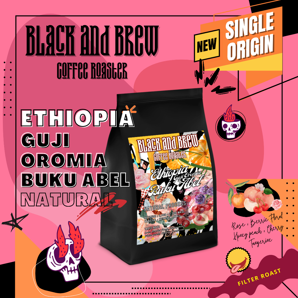 เมล็ดกาแฟคั่ว Ethiopia Guji Oromia Buku Abel Natural (Filter roast) 200g | Shopee Thailand