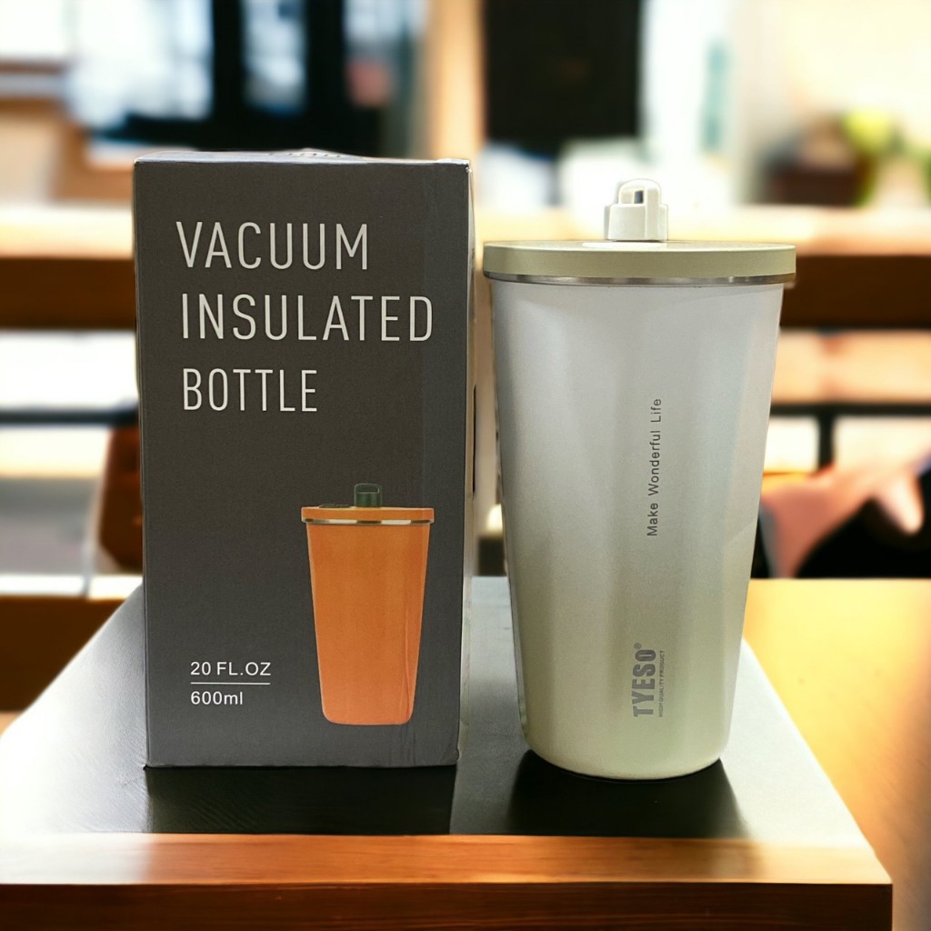 แก้วเก็บอุณหภูมิ TYESO ขนาดบรรจุ 600ml/20oz สีทูโทน รุ่นใหม่ แก้วน้ำสแตนเลส304 พร้อมหลอดดูด ...