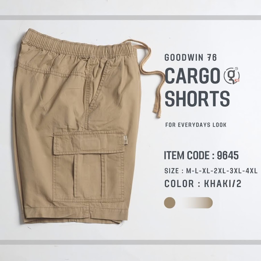 GOODWIN - 9645 CARGO SHORTS กางเกงขาสั้น ผู้ชาย เอวยืด คาร์โก้ ผ้าคอตต้อน สีพื้น | Shopee Thailand
