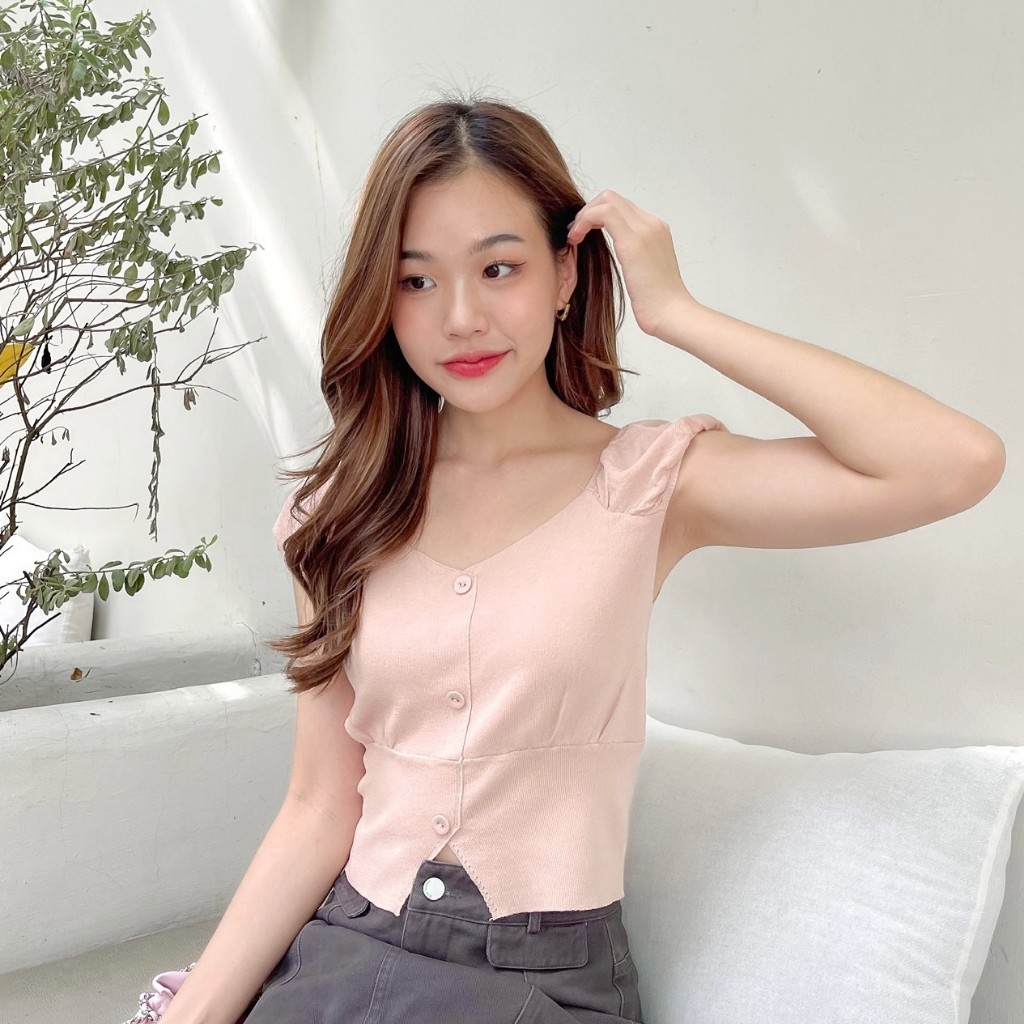 Choosedress A1888 Adele Top เสื้อครอปแขนกุด | Shopee Thailand