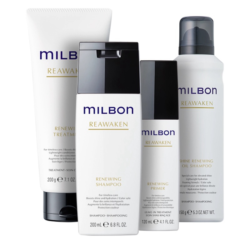 Milbon Reawaken Renewing Shampoo 200ml / Treatment 200g / Primer 120ml มิลบอล รีนิวอิ้ง แชมพู ท ...
