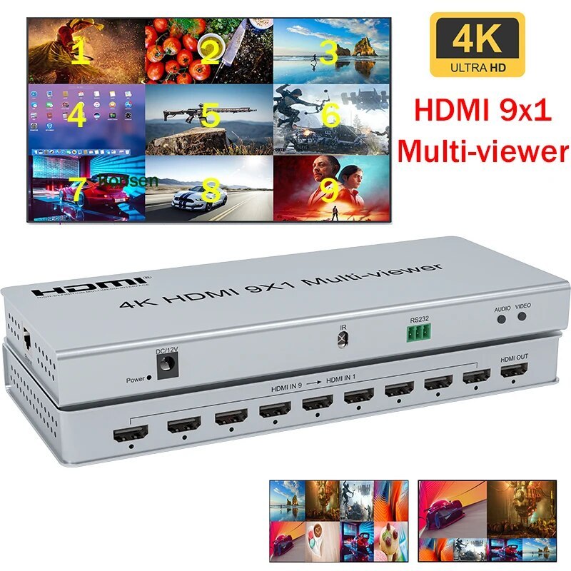 HDMI 9x1 Multi Viewer 4K HDMI Quad Screen เครื่องสลับสัญญาณหลายตัว ...