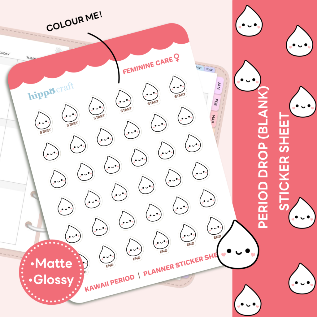 Period drop (blank) Planner sticker sheet สติ๊กเกอร์ไดคัท เตือนความจำ ...