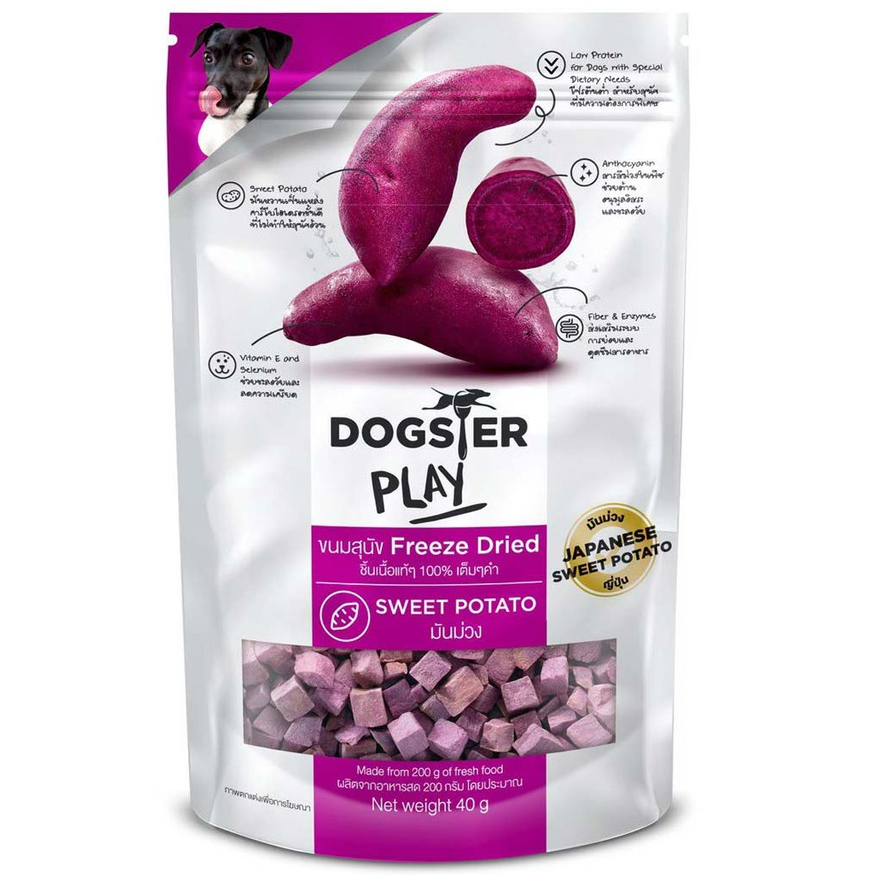 [ ขนมสุนัขและผงโรยอาหาร ] Dogster Play / Dogster Topping 40 กรัม ชิ้น ...