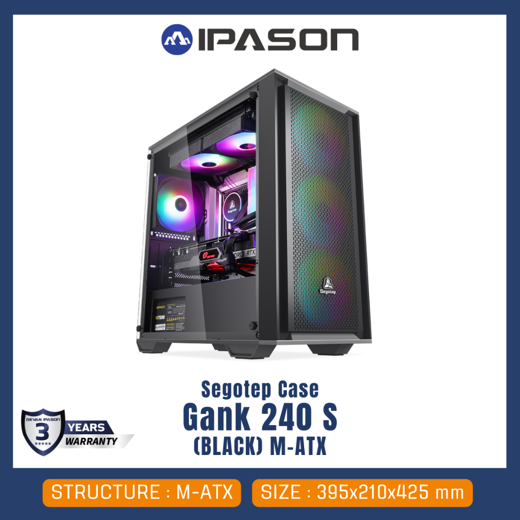 SEGOTEP COMPUTER CASE CPU (เคสสำหรับคอมพิวเตอร์) GANK 240 S (BLACK) รับ ...