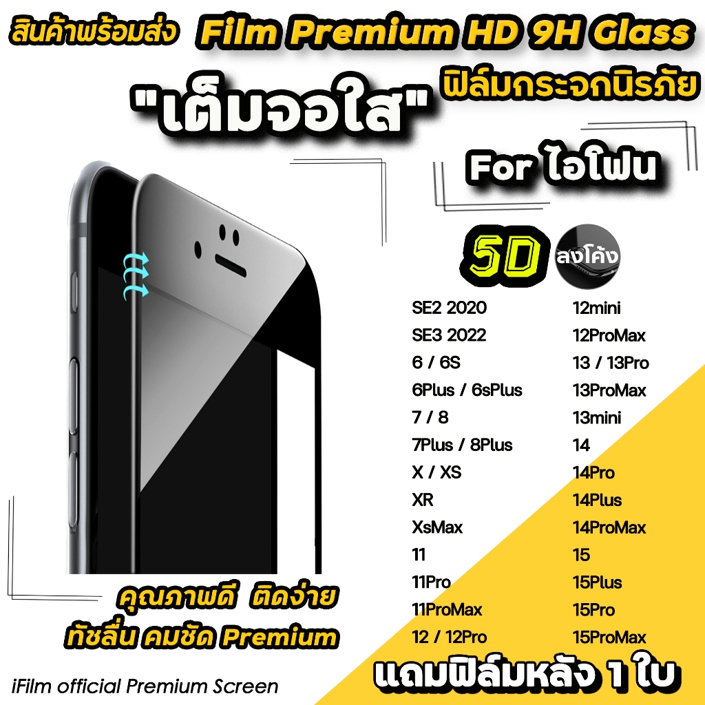 🔥 iFilm ฟิล์มกระจก เต็มจอใส ขอบโค้ง For iphone 15 pro max 15plus 14 pro ...