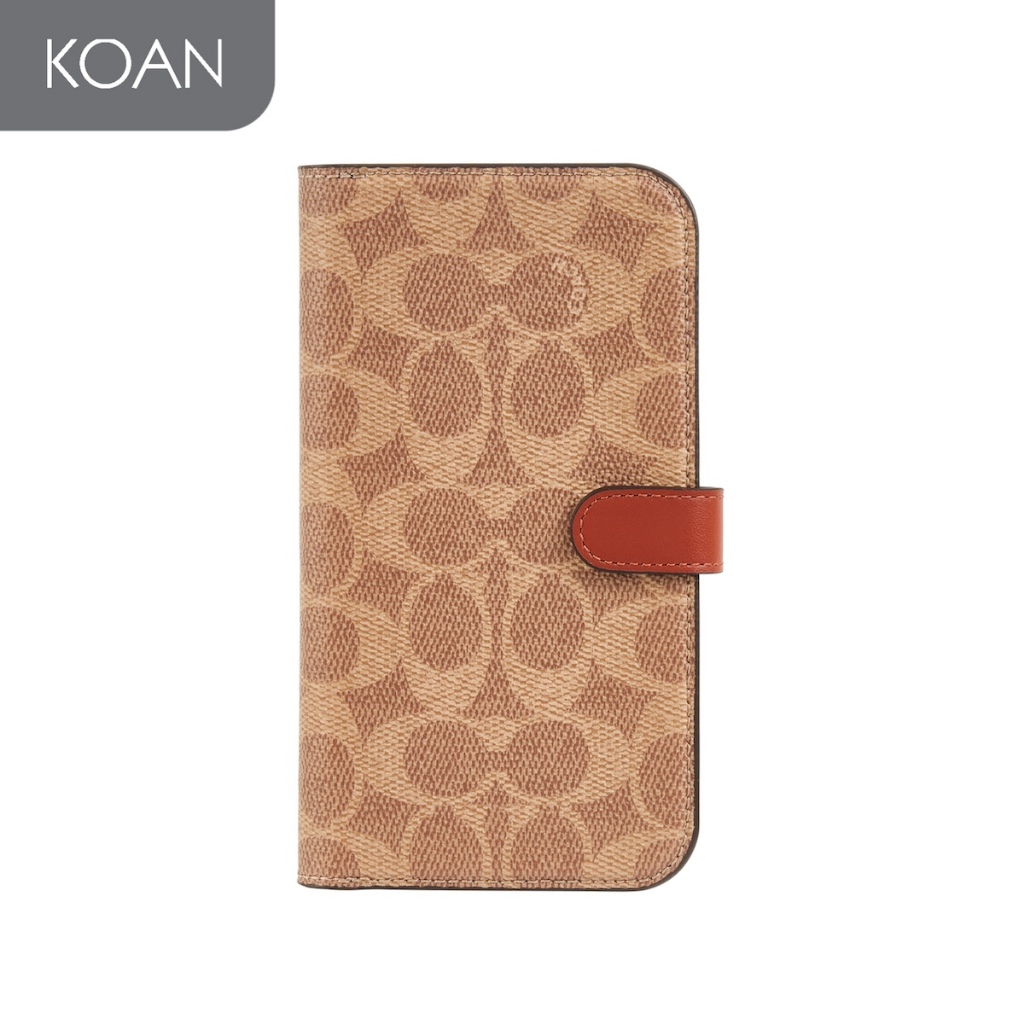 เคสมือถือ COACH Folio Case for IP 15 Pro Max - Signature C Tan | Shopee Thailand