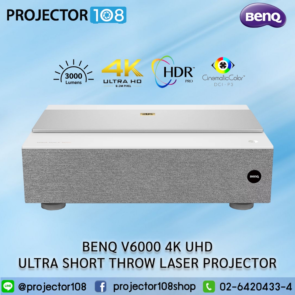 BENQ V6000 Ultra Short Throw True 4K UHD Laser Projection TV 3000 ANSI lumens (3 Years Warranty ...