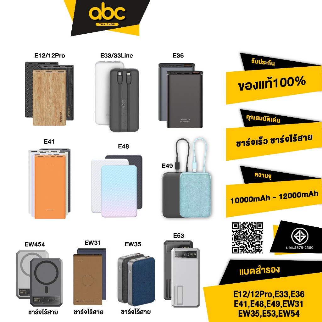 (ส่งเร็ว1วัน)Orsen by eloopแบตสำรอง10000mah E12 ,E33/33line , E36 , E41 , E48 , E49 , EW31 ...