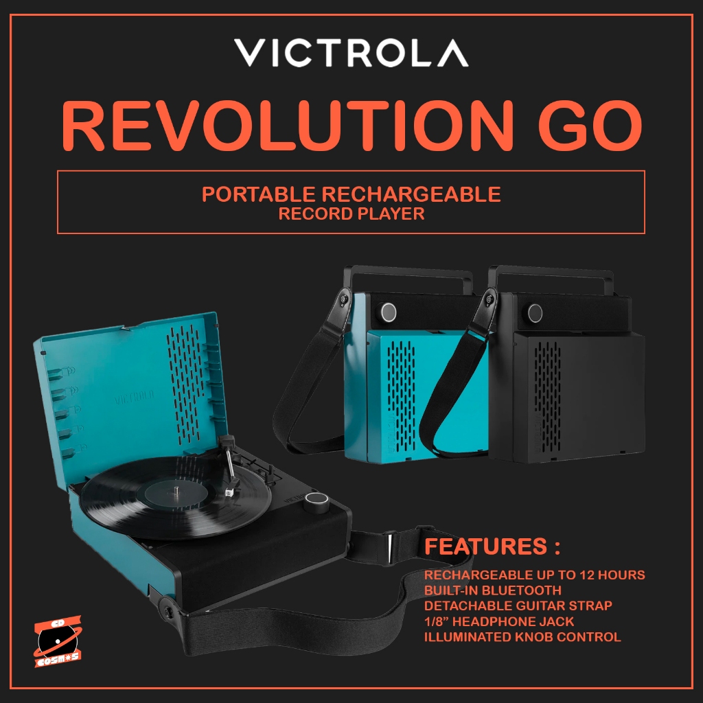 เครื่องเล่นแผ่นเสียง Victrola Revolution GO Portable Record Player Blue ...
