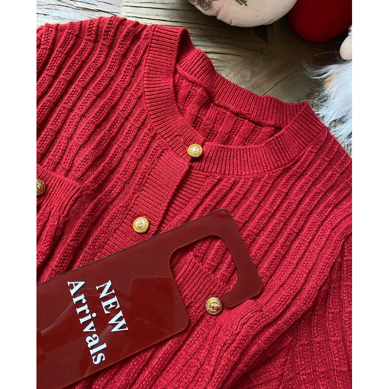 RED ROSE CARDIGAN KNIT TOP | Shopee Thailand
