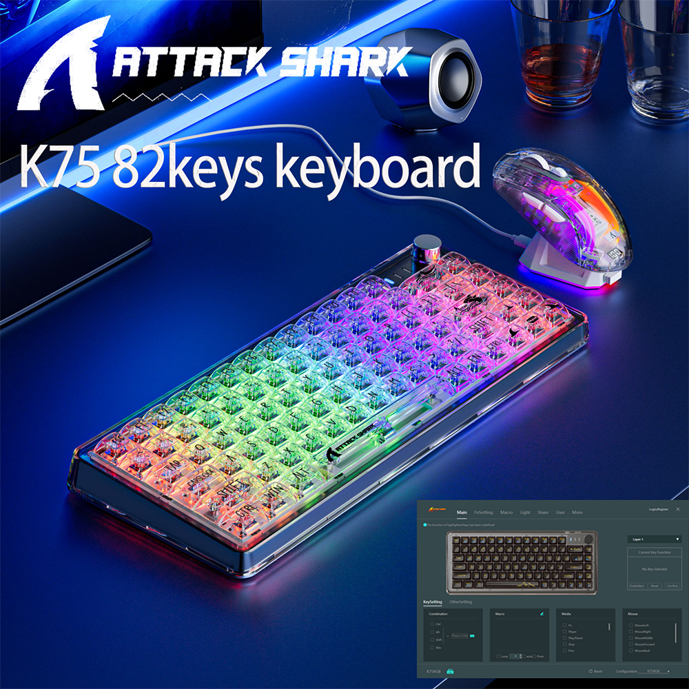 Attack Shark K75คีย์บอร์ดไร้สาย Gasket mechanical keyboard แป้นพิมพ์ 75 ...