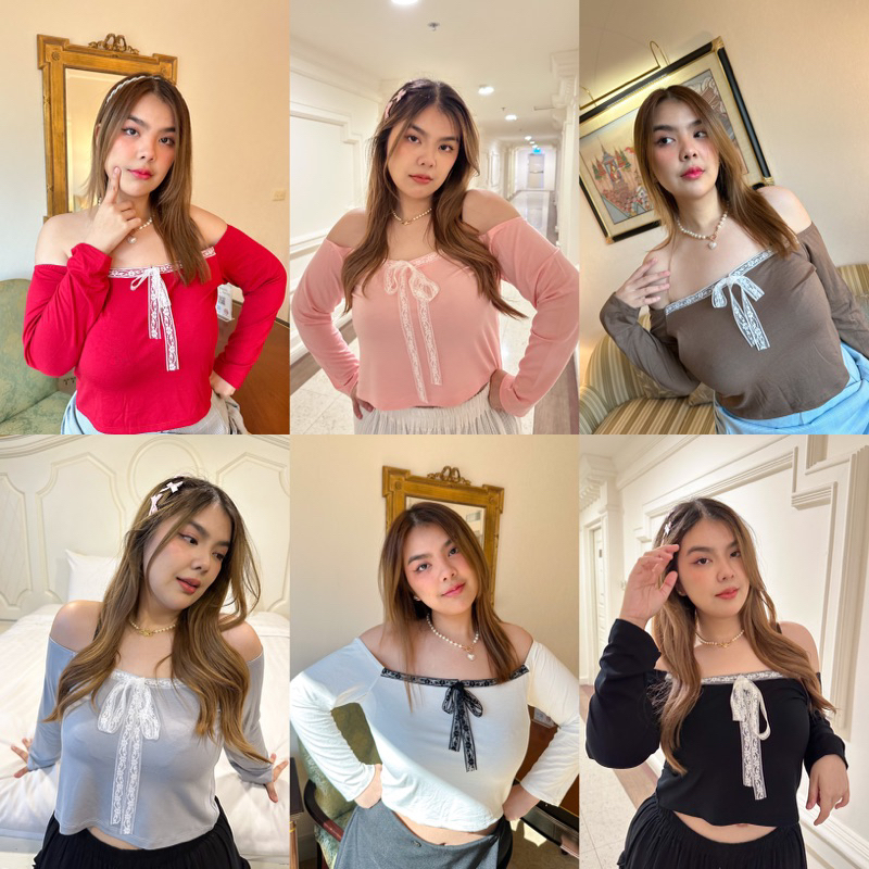 Isabel Top เสื้อแขนยาว ปาดไหล่ สาวอวบ & ไซส์เล็ก - clarine_bkk | Shopee ...