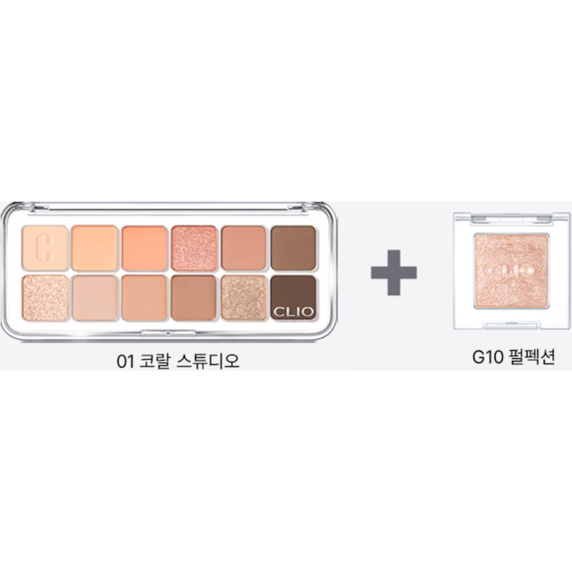 Clio Pro Eye Palette Air +Single Eyeshadow (Coral Studio, Rose Connect ...