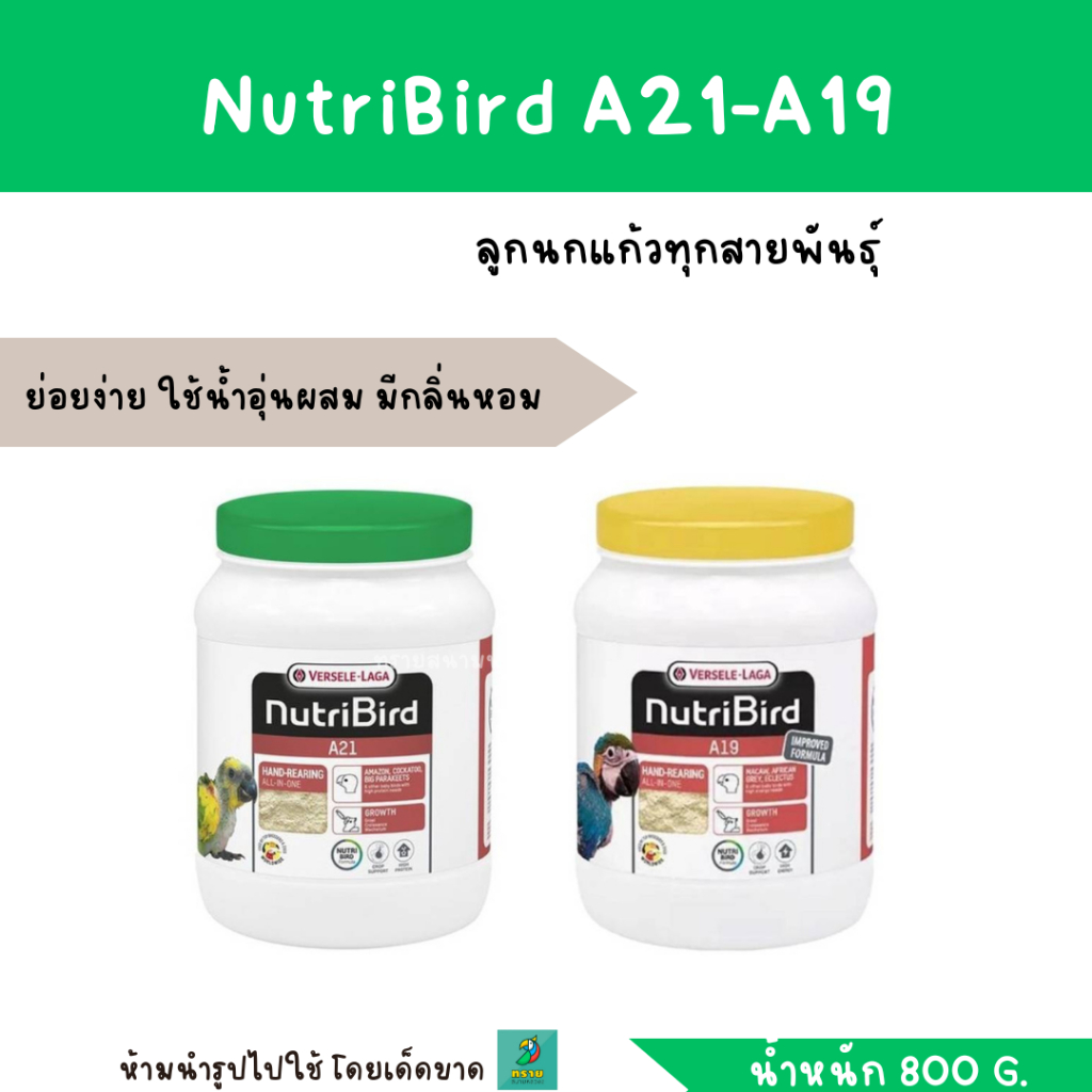 NutriBird A21/ A19 (น้ำหนัก 250-800 g.) อาหารลูกป้อน สำหรับนกทุกสายพันธุ์ | Shopee Thailand