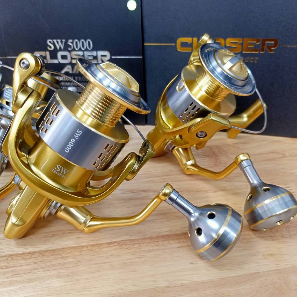 รอกสปิน OceanSeven Closer SW6000 สีทอง งานพรีเมี่ยม ลูกปืน 11+1ตลับ แขน ...