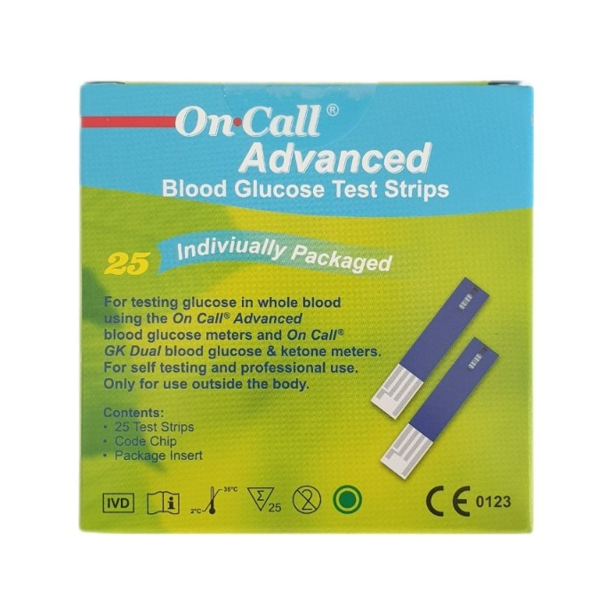 แผ่นตรวจน้ำตาล on call advanced 25 test แบบซองกันชื้น แม่นยำสูงจาก ...