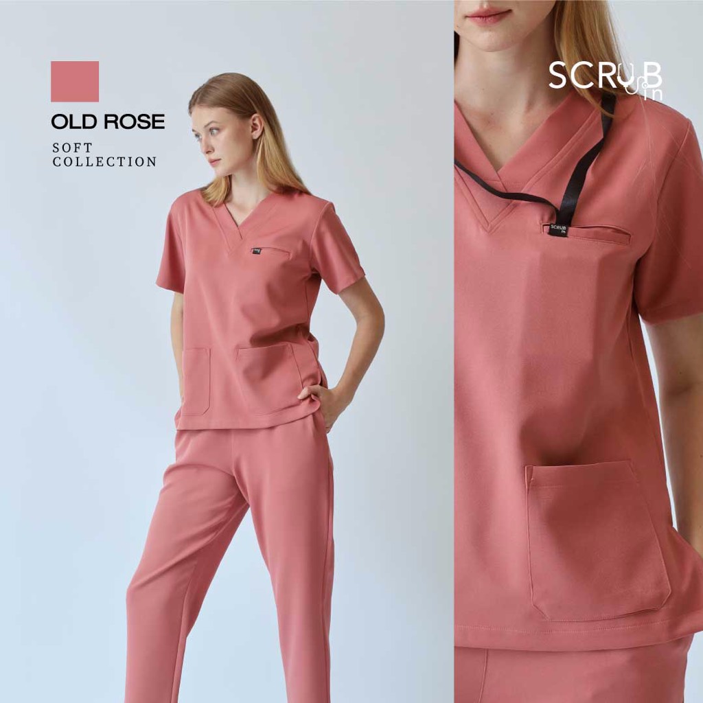 Scrub in | เสื้อ-กางเกงสครับ unisex สี Old rose รุ่น Soft | Shopee Thailand