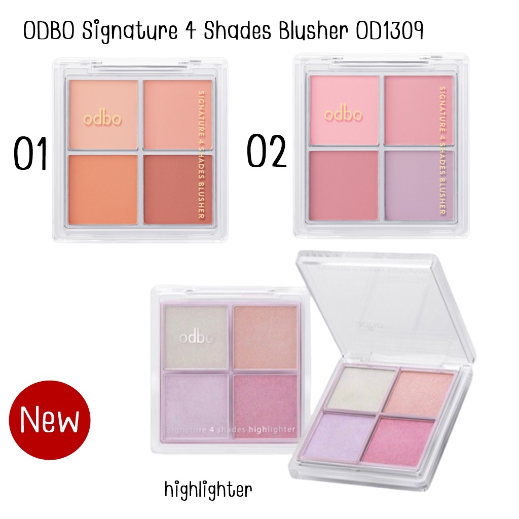 ODBO SIGNATURE 4 SHADES BLUSHER 10g. โอดีบีโอ ซิกเนเจอร์ โฟร์ เฉดส์ บลัชเชอร์ OD1309/OD1318 ...