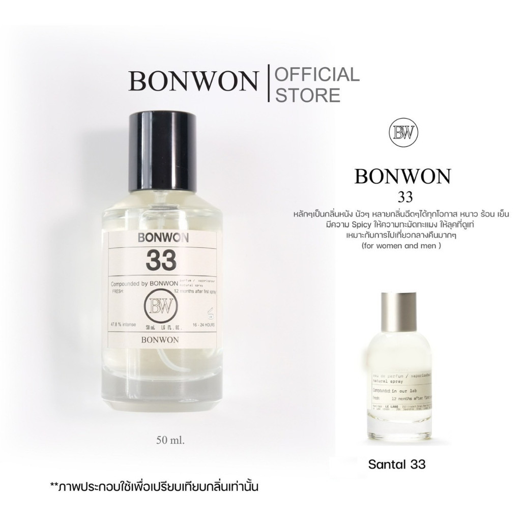 น้ำหอมBONWON NO.33 50ml เทียบกลิ่น Le Labo Santal 33 - กลิ่นสปอร์ต ...