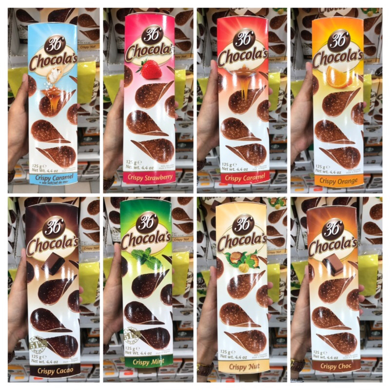 36 chocola’s crispy ช็อคโกแลตอัดแผ่นรสต่างๆ ปริมาณ 125 กรัม | Shopee ...