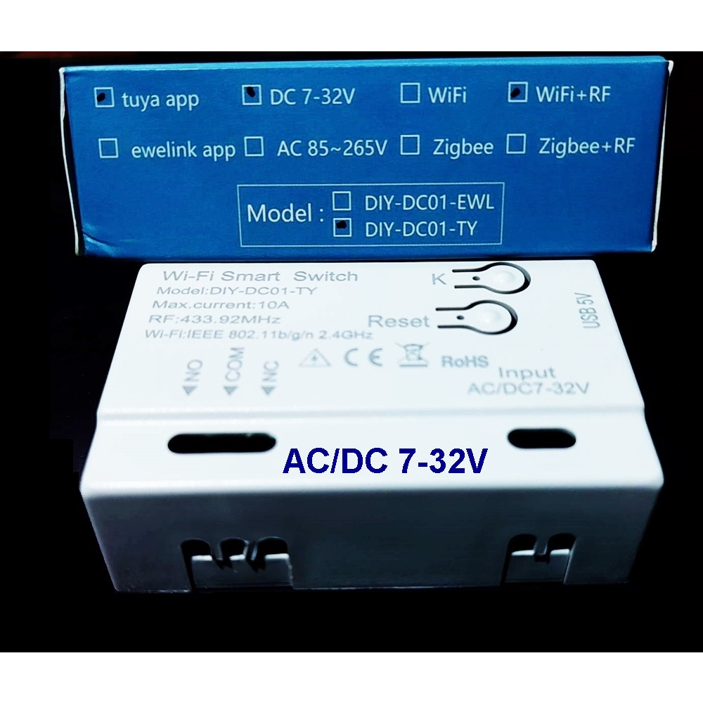 Tuya WIFI + RF DIY Switch สวิตช์โหมด Inching เหมาะกับ ประตูรีโมท รองรับ Google Home ตั้งเวลา การ ...