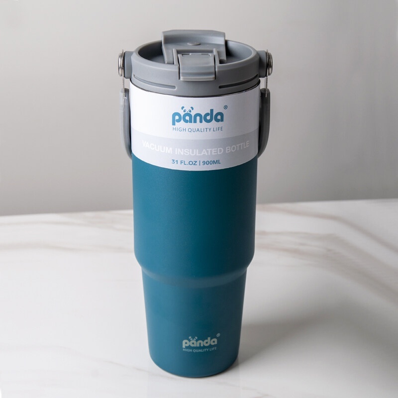 แก้วเก็บความเย็น ฝา2หัว Panda 900ML 30oz รุ่นมีหูหิ้วมีหลอด แก้วเก็บอุณหภูมิร้อน-เย็น 304 ...