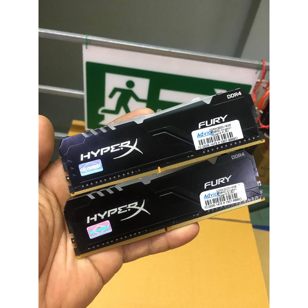 RAM แรม ddr4 16G(8x2) FURY RGB Bus 3200 มือสองสภาพดีมีประกันติด ...