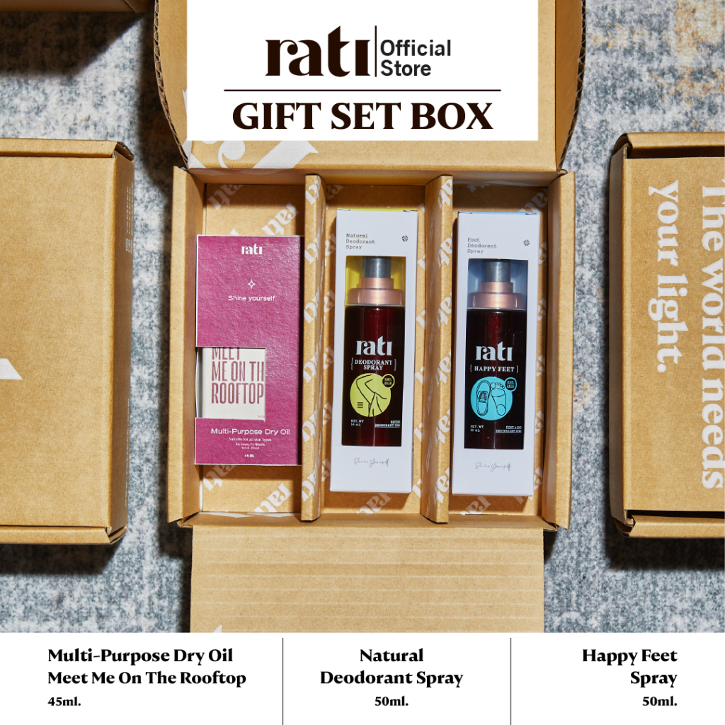 Giftset 3 ชิ้น rati Deodorant + rati Happy Feet + Dry Oil กลิ่น Meet me ...