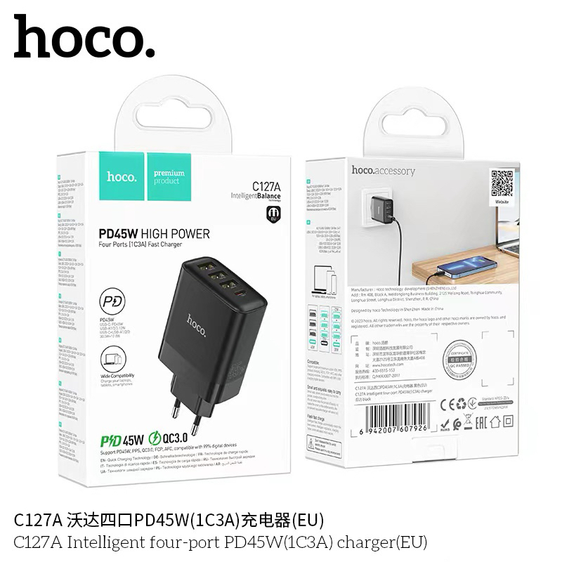 หัวชาร์จ HOCO รุ่น C127A PD45W ชาร์จโทรศัพท์มือถือ QC 3.0 fast Charger ...