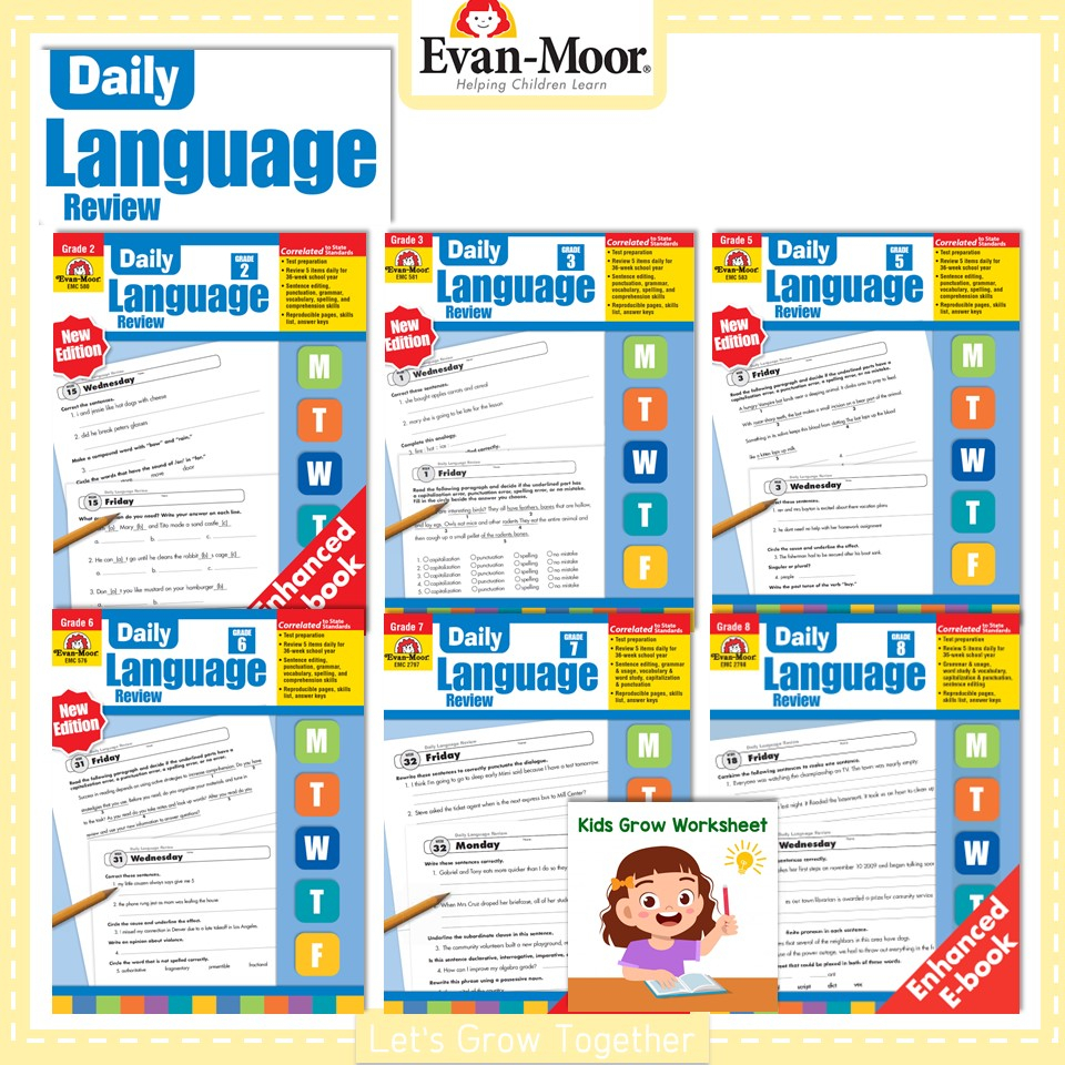 Evan Moor Daily Language Review Worksheet with Answer Keys แบบฝึกหัด ...