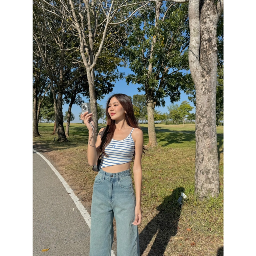 NICHARISSHOP - เสื้อสายเดี่ยวปลายเฉียง รุ่น Demy Top | Shopee Thailand