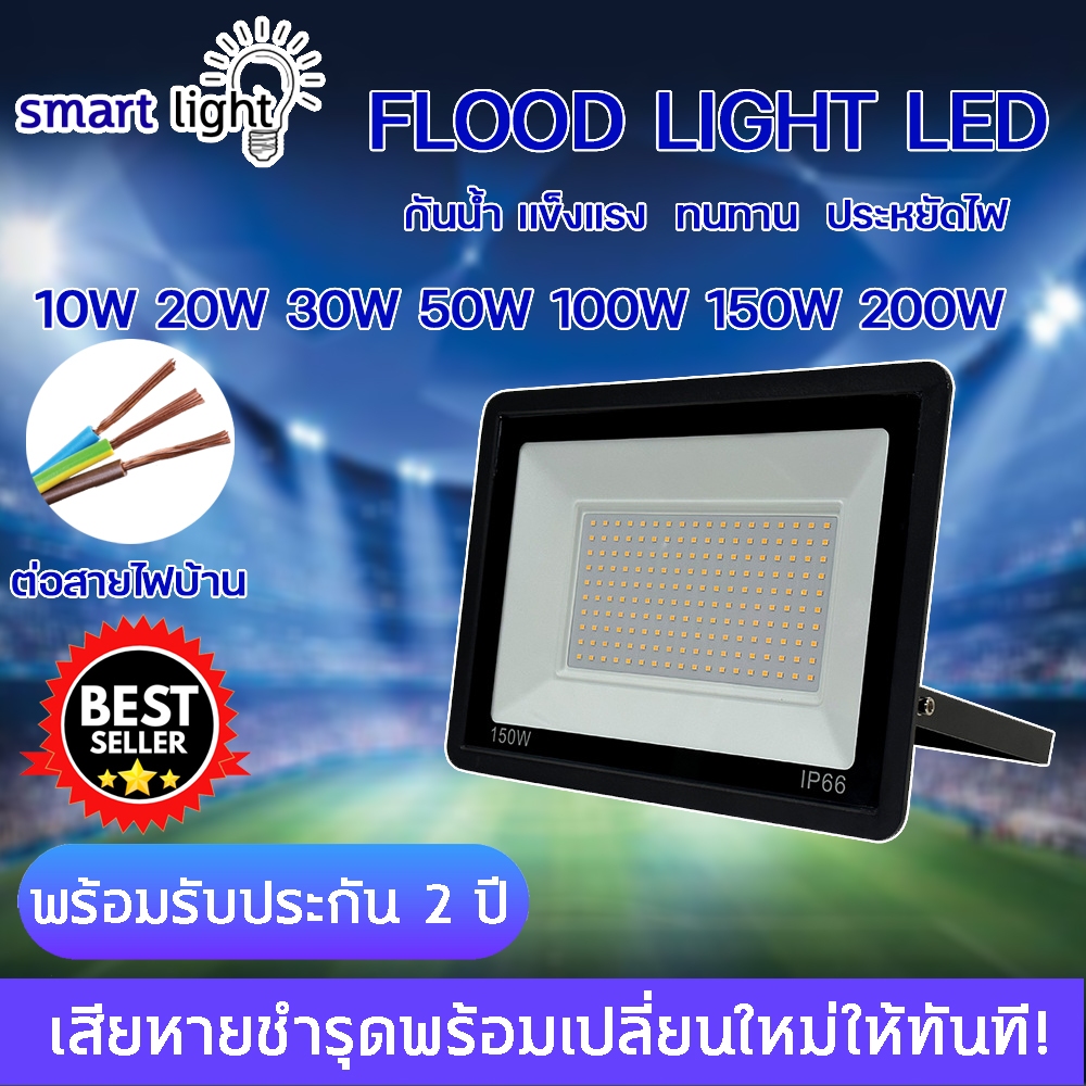 สปอตไลท์ led ไฟสว่าง 10W 20W 30W 50W 100W 150W 200W แสงขาว กันน้ำ ระดับ IP66 พร้อมรับประกัน2ปี ...