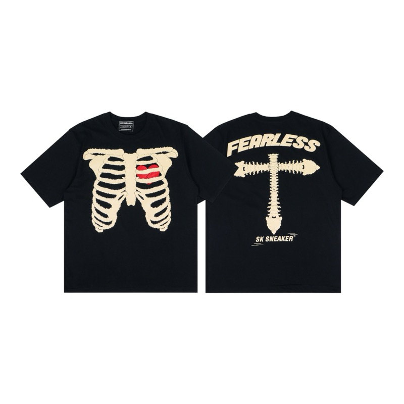 SK SNEAKER X FEARLESS BONE BLACK TEE | Shopee Thailand