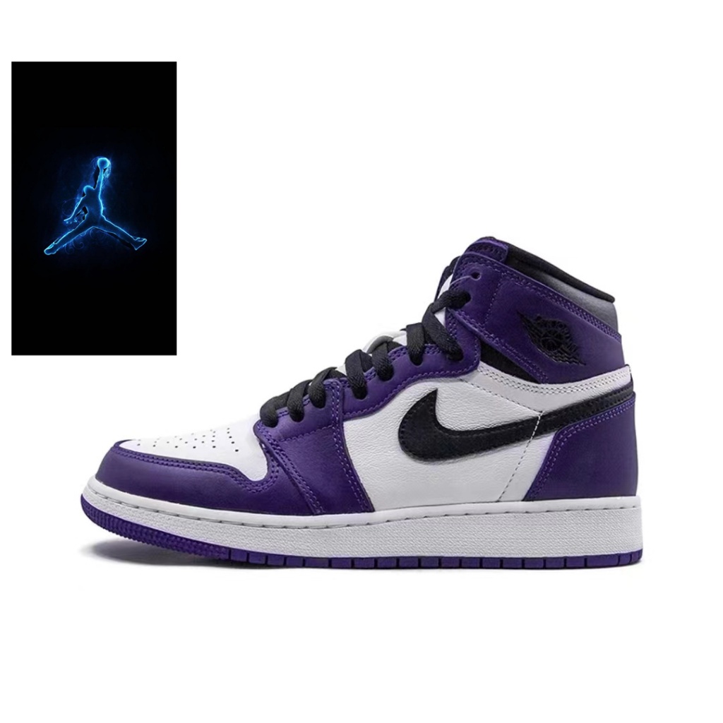 Jordan Air Jordan 1 "Court Purple" High top Basketball Shoe GS White ...