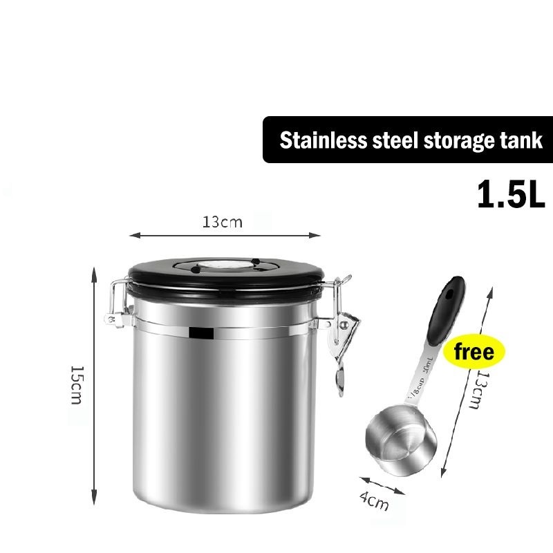 Diamond Coffee โถเก็บเมล็ดกาแฟ 1.5L 1.8L สูญกาศ กันความชื้น กล่องเก็บเมล็ดกาแฟ โหลสแตนเลสใส่กาแฟ ...