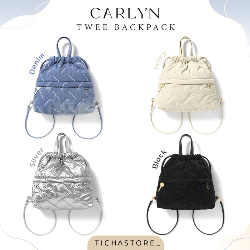 (พร้อมส่ง) กระเป๋า Carlyn Twee BackPack สี Ivory/Denim/Silver/Black ของ ...