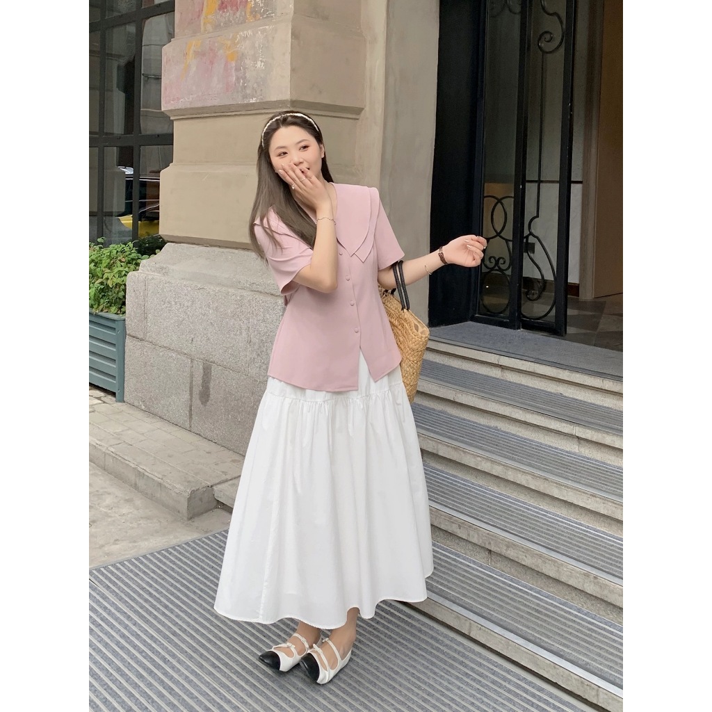 CC Plus+(823)กระโปรงยาวทรงระบาย เอวสม็อก มีซับ ใส่สบายทรงพริ้ว สไตล์สาว ...