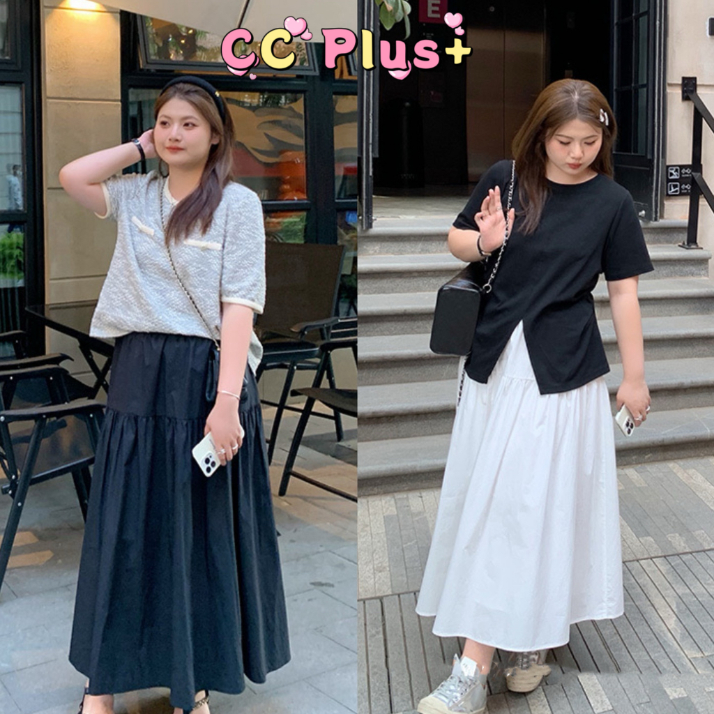 CC Plus+(823)กระโปรงยาวทรงระบาย เอวสม็อก มีซับ ใส่สบายทรงพริ้ว สไตล์สาว ...