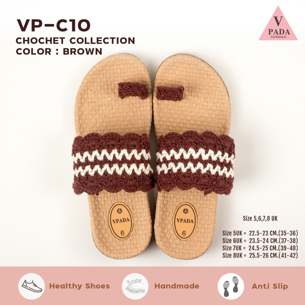 Vpada_sandals_VP-C10 PINK Crochet Collection รองเท้าแตะชายหาดส้นแบน ...