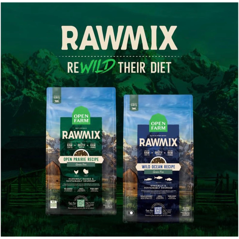 1 kg ( 2 สูตร) Open Farm RawMix for Cats, Includes Kibble, Bone Broth ...