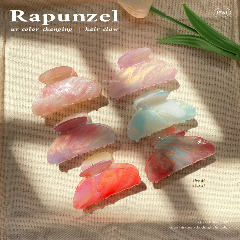 [pmn]rapunzel M กิ๊บเปลี่ยนสีทรงเบสิค ️พร้อมส่งในไทย ติดชื่อติดเพชรเพิ่มได้ ขนาด 9cm Shopee