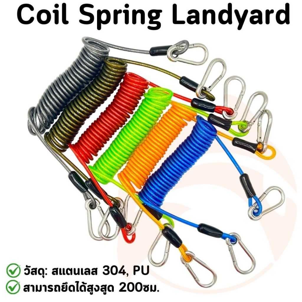Coil spring lanyard with clips สายยืดยึดอุปกรณ์ดำน้ำ กล้องถ่ายรูปขนาด ...