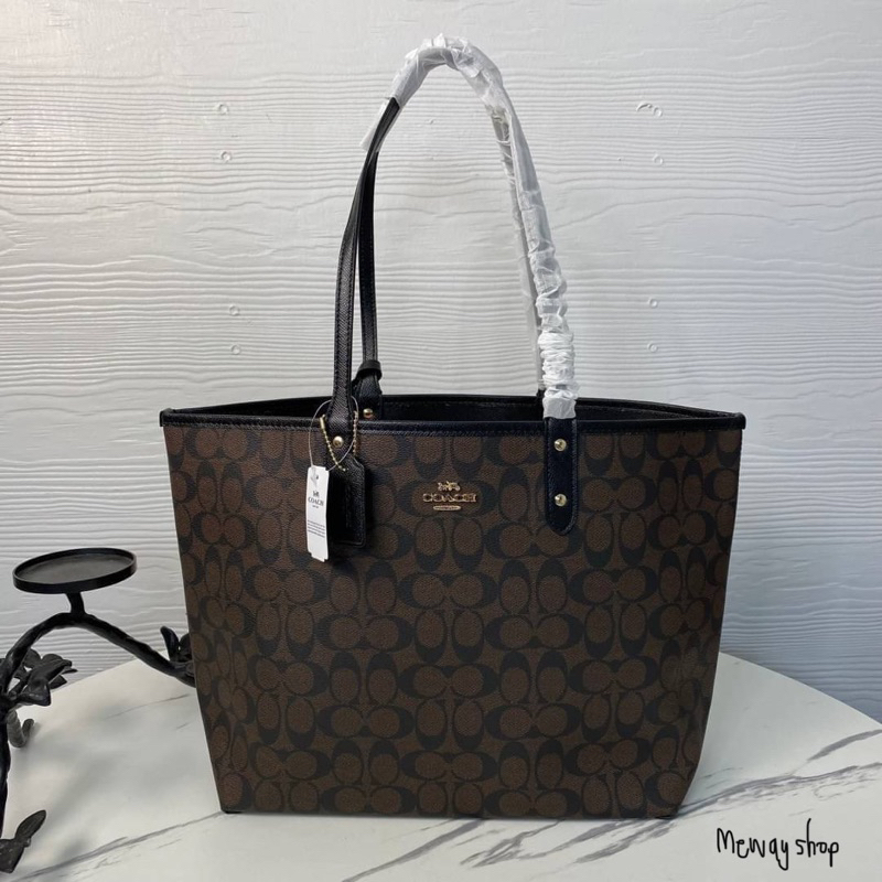 แท้💯%👜Coach F36658 Reversible city tote in signature canvas (outlet) | Shopee Thailand