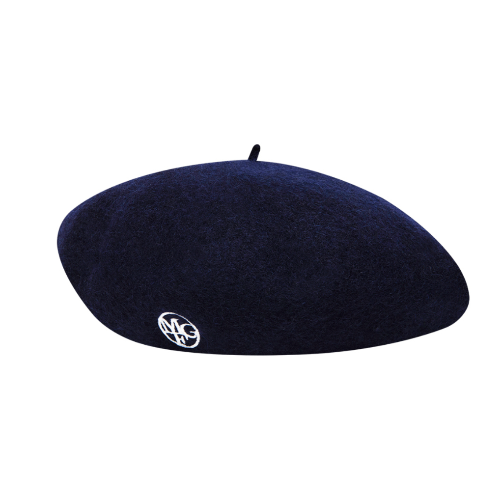 พร้อมส่ง หมวก Marithe Francois Girbaud สีน้ำเงิน รุ่น CIRCLE LOGO EMBROIDERY WOOL BERET NAVY ...