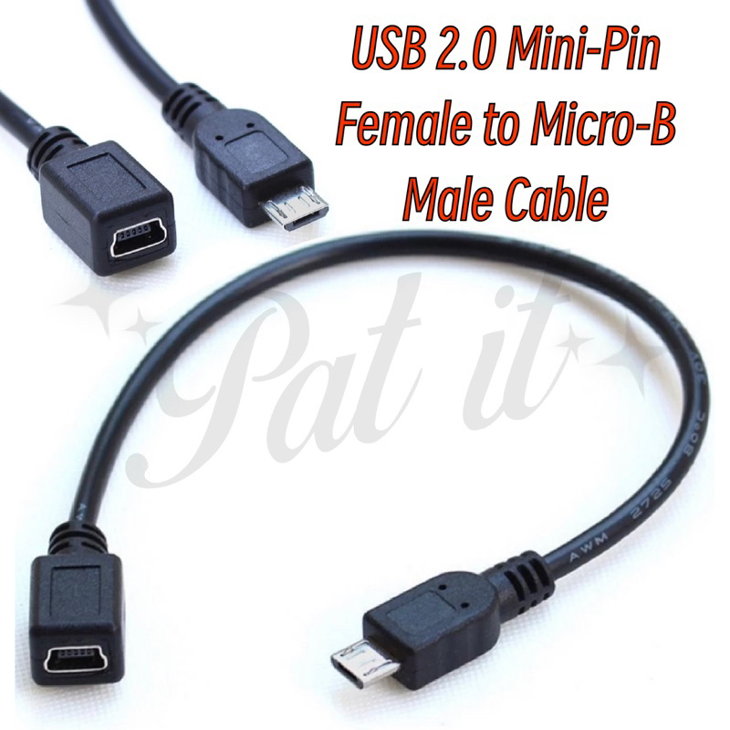สาย USB 2.0 Mini-Pin Female to Micro-B Male Cable | Shopee Thailand