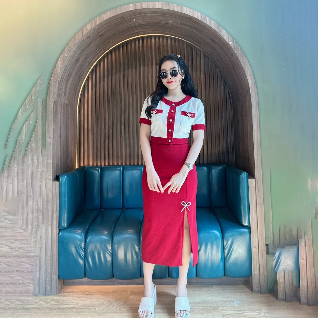 ชุดเซตผ้าวูลเวฟ เสื้อทรูโทนกระเป๋าหน้าแต่งโบว์+กระโปรงผ่าหน้าแต่งโบว์ (ช2**ชั้น3) A2593 | Shopee ...