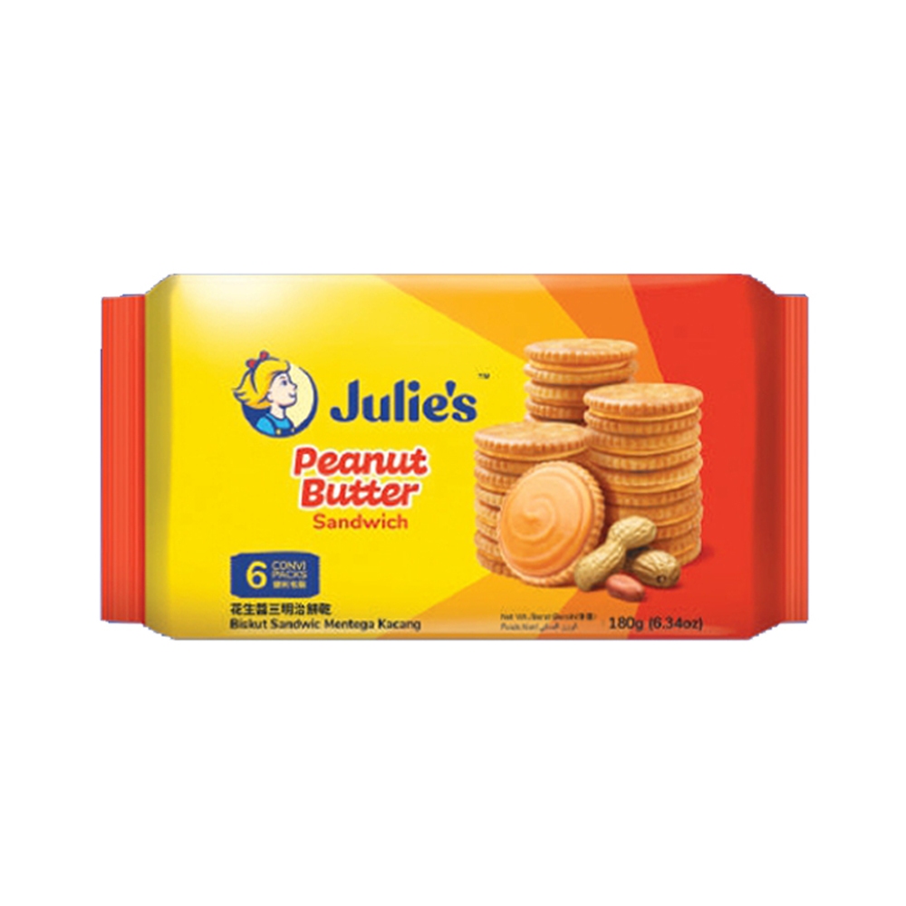 Julie's Peanut Butter Sandwich 180 g. ขนมปังกรอบแซนวิชสอดไส้เนยถั่ว ตรา จูลี่ส์ | Shopee Thailand