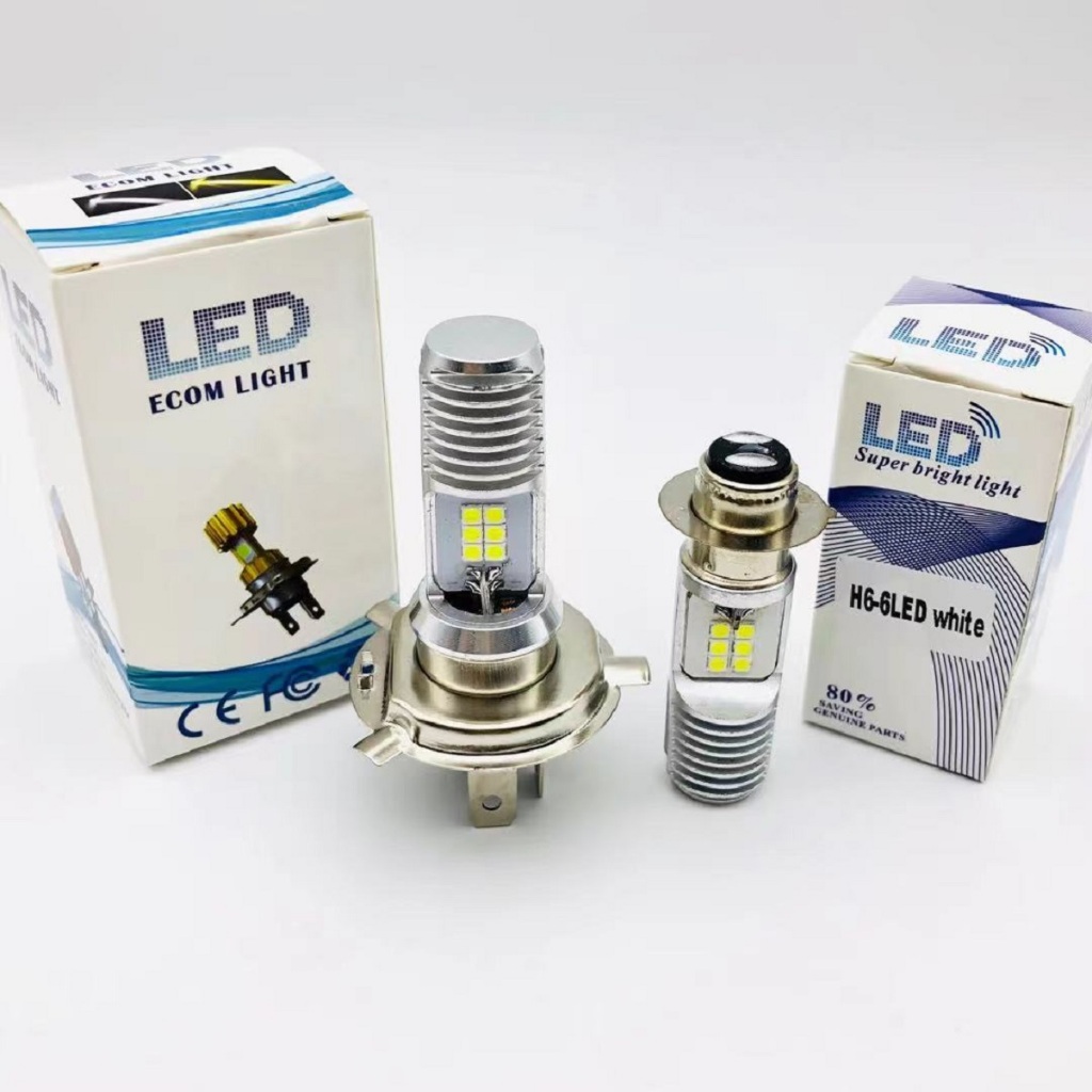 หลอดไฟหน้า 6led H4-LG 6led 3ขา /H6-LG 6led 2จุด แสงสีขาวสำหรับมอเตอไซค์ ...