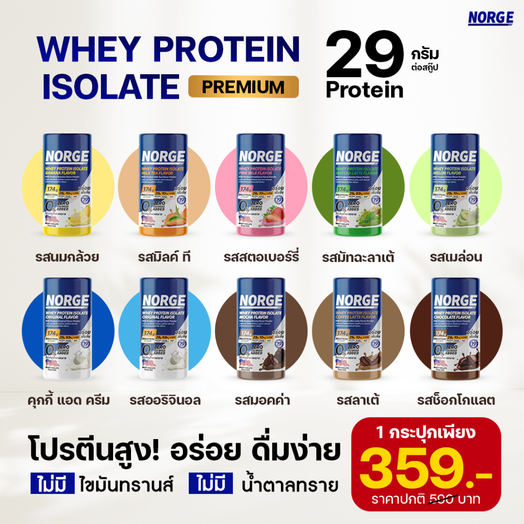 💥ฟรีแก้วเชค💥Norde Whey Protein Isolate เวย์โปรตีน ไอโซเลท รวมรส เพิ่มกล้าม ลีนไขมัน อร่อย ดื่ม ...